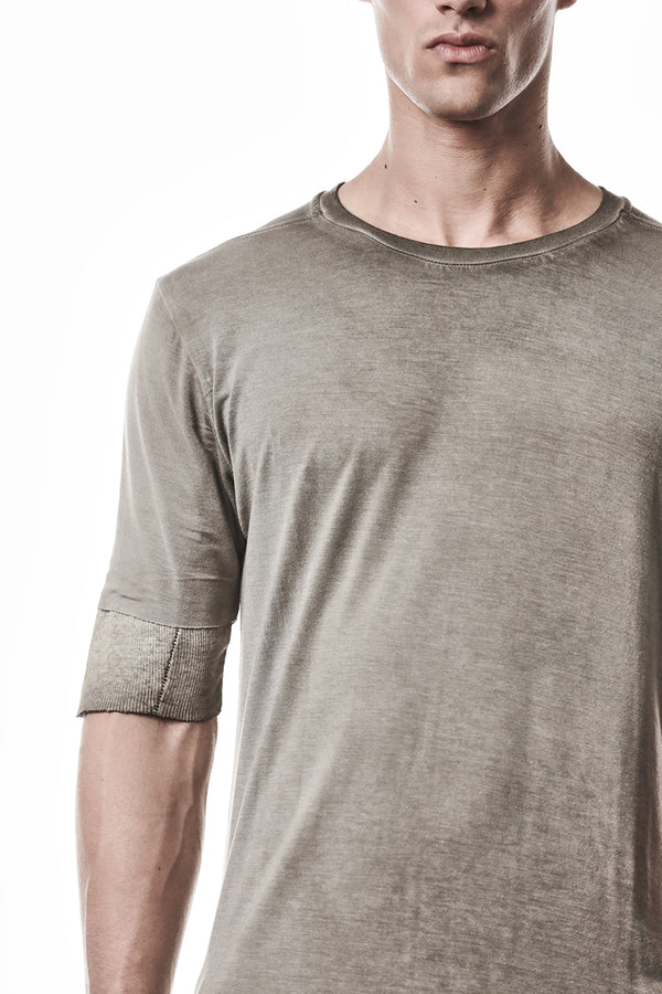 Thom Krom | Shop Online | SS26 | Cold Dyed Olive Two Layer Look Tee ...